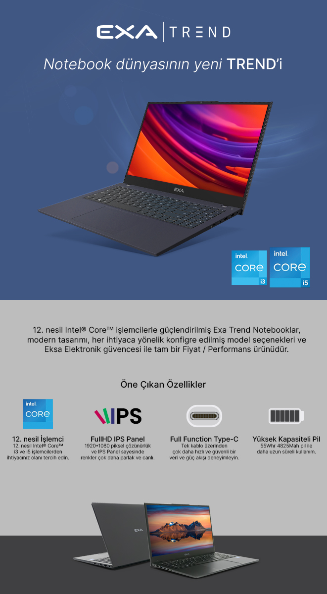 EXA TREND 3 & TREND 5 15.6″ Notebook – EKSA ELEKTRONİK BİLGİ İŞLEM SAN ...